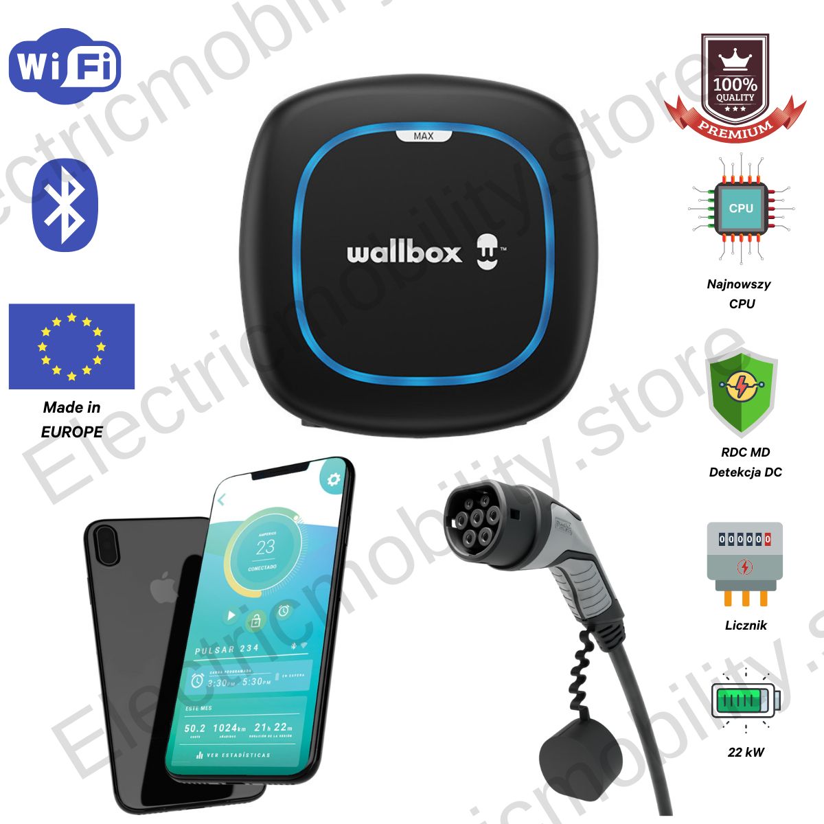 Stacja ładowania Wallbox Pulsar Max - electricmobility.store